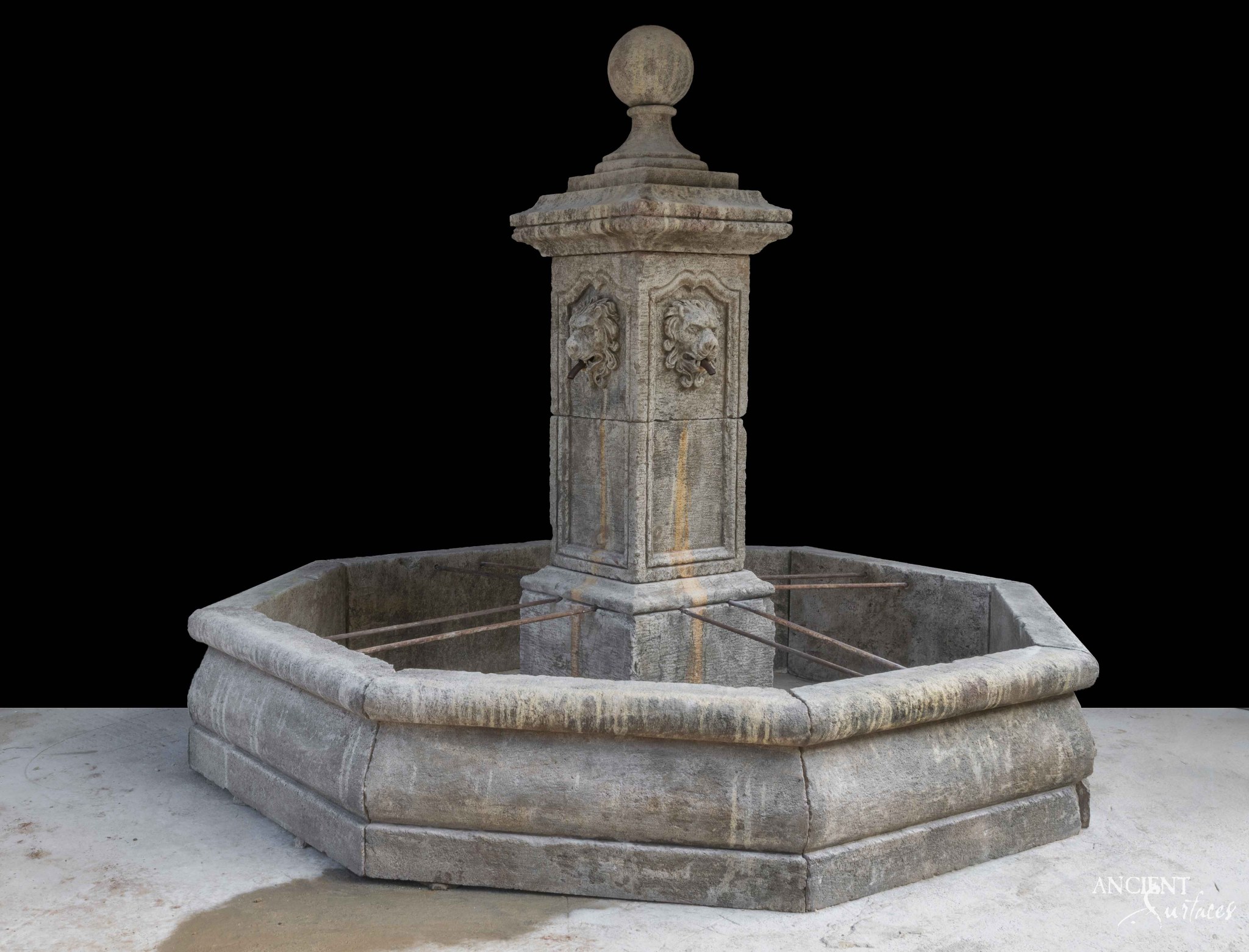 Creating an Oasis: Antique Limestone Pool Fountains by Ancient Surfaces
